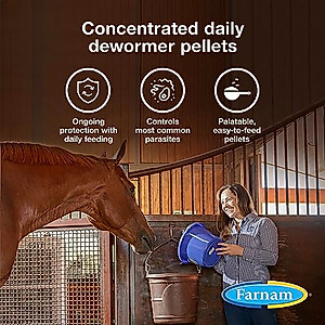 Farnam PyrantelCare Daily Horse Dewormer 2.11% (Pyrantel Tartrate) for Horses of All Ages, Equine Anthelmintic, Continuous Protection Against Small Stronglyes, Ascardis and Pinworms, 10 lbs