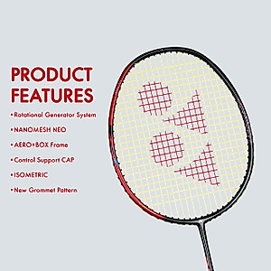 YONEX Smash Badminton Racquet (G4, 73 Grams, 28 lbs Tension) (Black Flash Red)