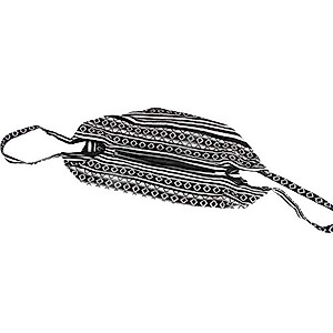 Tribe Azure Jacquard Cotton Shoulder Banana Style Fashion Travel Canvas Tote Bag Hobo Style Casual Market Purse Handbag (Black White)