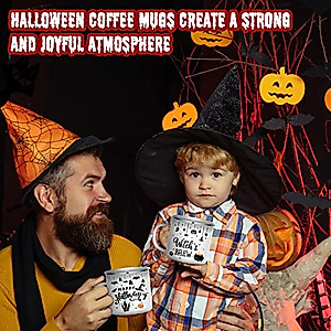 3 Pieces Halloween Coffee Mugs 16 oz Enamel Mugs Witch's Brew Trick or Treat Happy Halloween Coffee Cups Nice Present for Friend, Mom, Sister, Coworker (Bat Style)