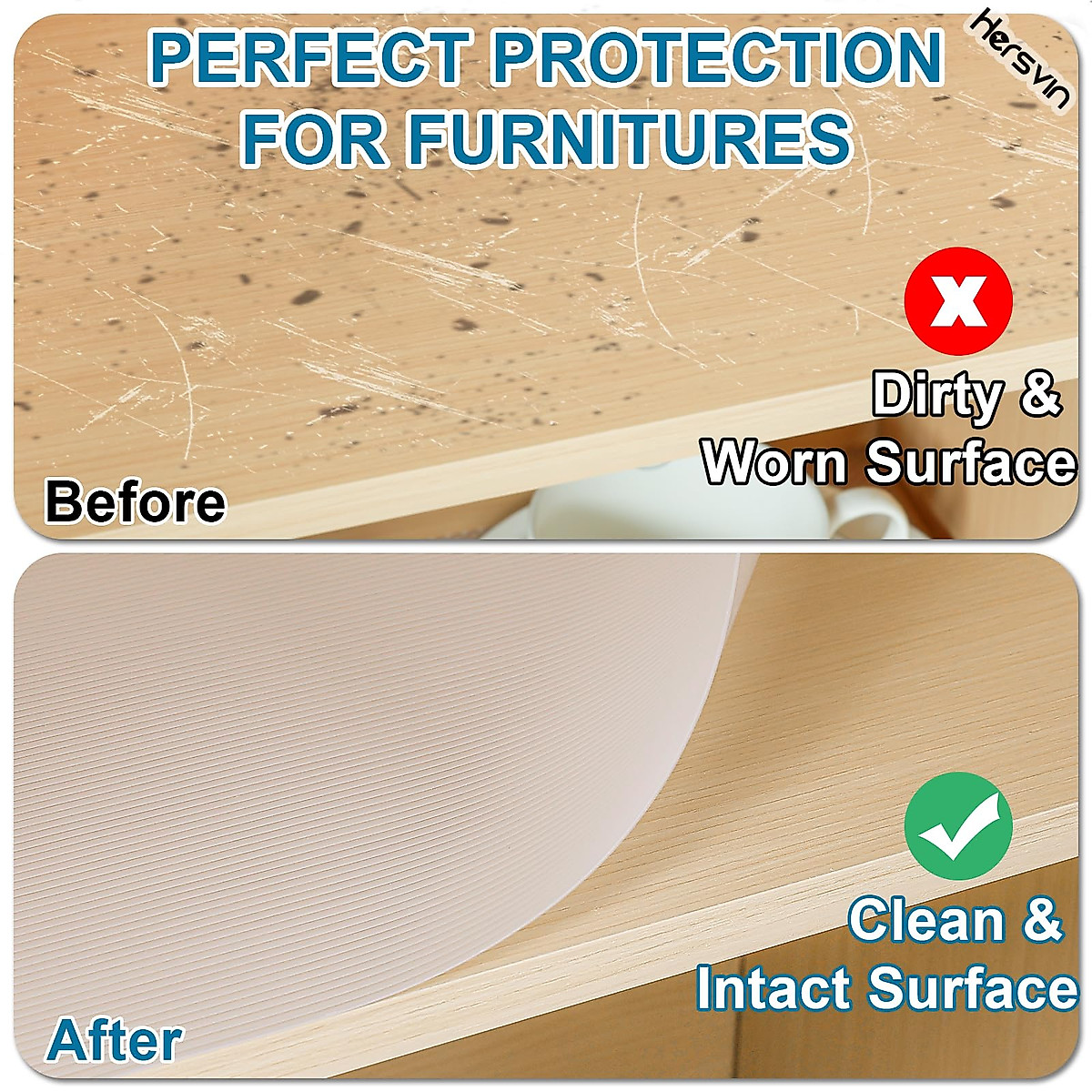 Hersvin Shelf Liners 24 in x 20 ft EVA Drawer Mats, Non-Adhesive Cupboard Pad, Kitchen Cabinet Lining Fridge Cushion (Transparent Stripe, 61x610cm)