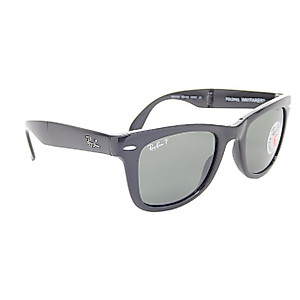 Ray-Ban Ray Ban Folding Wayfarer RB4105 601/58 Black/Crystal Green Polarized 54mm Sunglasses, 54 mm