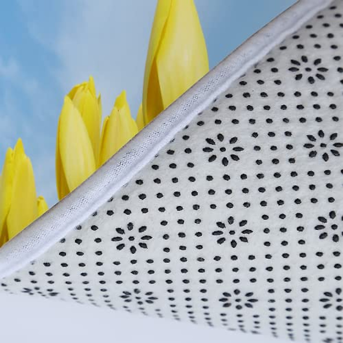 Tulip Shower Curtain Sets, Many Yellow Flowers Bath Curtains Polyester Fabric with Non-Slip Rugs, Toilet Lid Cover and U-Shape Mat for Bathroom Set 4 Pcs w/12 Hooks, 65"x72"