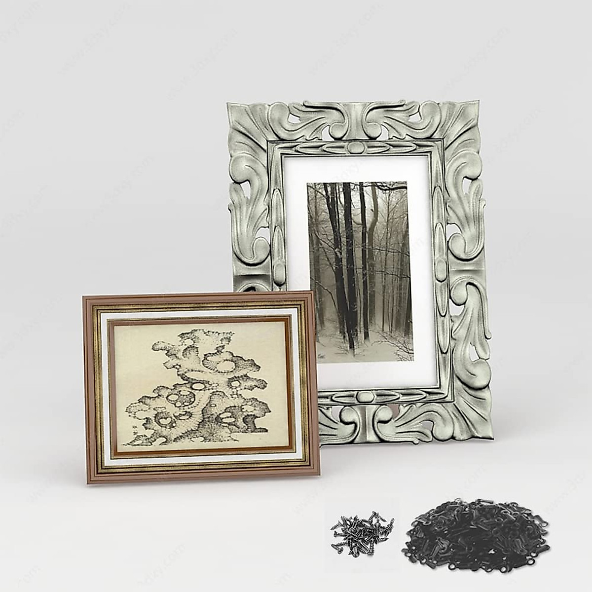 160 Pieces Frame Picture Turn Button Frame Hardware Backing Clips and 160 Pieces Screws for Hanging Drawing Picture Art Photo (Black)