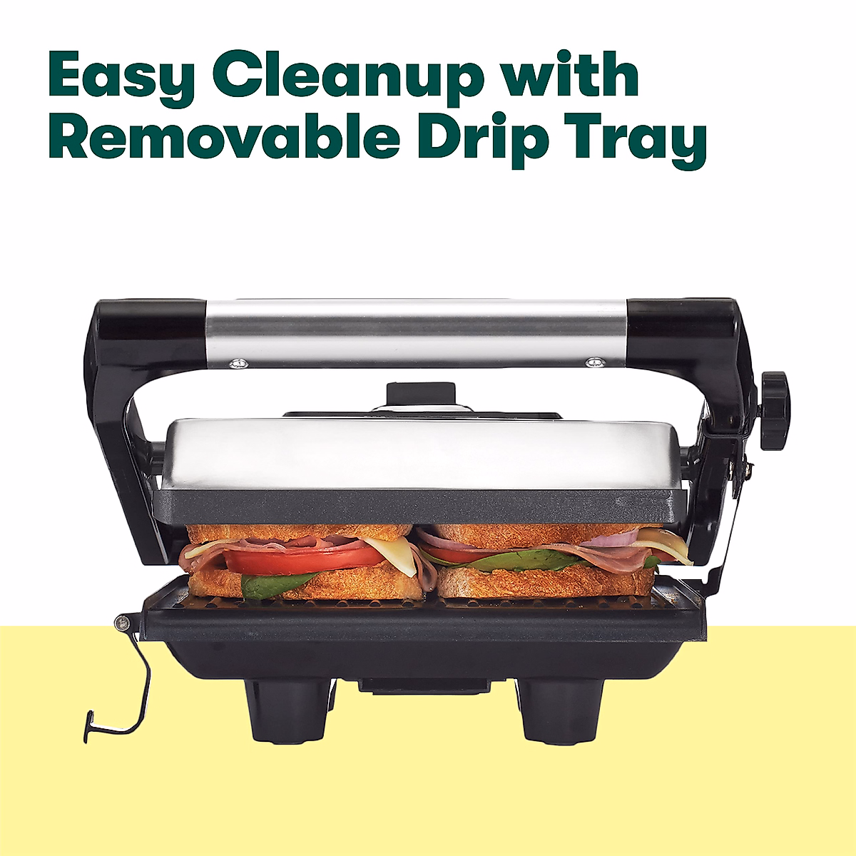 BELLA Electric Panini Press & Sandwich Grill, Polished Stainless Steel, Multifunction Space-Saving Panini Press & Contact Grill with Non-Stick Plates (13267)