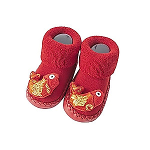 Autumn and Winter Cute Children Boys and Girls Toddler Socks Shoes Floor Sports Shoes Non Slip Comfortable Warm Cute Cartoon Shape China Style Tennis Shoes Toddler Girls Size 7 (A, 0-6 Months)