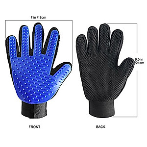 Pet Hair Products - Pet Grooming Gloves & Pet Grooming Brush with Massage Pet Hair Remover for Dogs Cats Long & Short Fur Blue, Perfect Massage Petting Tool for Cats, Dogs & Horses (Blue, 1 Pair)