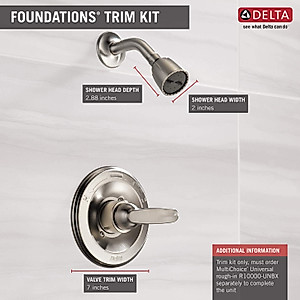 Delta Faucet Foundations Chrome Shower Faucet Set with 2-Spray Chrome Shower Head, Shower Trim Kit, Shower Faucet Sets Complete, Chrome BT13210 (Valve Not Included)