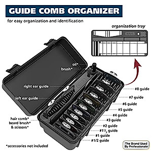 Wahl Genuine Elite Guide Comb Set with Colored Metal Clips and Hair Clipper Guard Organization Caddy, 12 Full Size Attachment Guards from 1/16” to 1” for Increased Cutting Performance - 3291-300