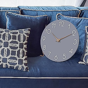 cicininc Wall Clock - Grey Wall Clocks Battery Operated, Modern Silent Wall Clocks Non-Ticking - Small Decorative Clock for Bedroom Kitchen Bathroom Office Living Room (10" Gray)