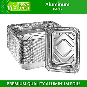 Green Direct Disposable Aluminum Foil Baking Pans with Lids - Half Size (9 x 13 inch) Roasting pan with covers for all kitchen & cooking needs, Pack of 10 pans and 10 lids