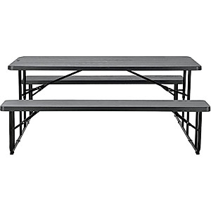 Global Industrial 6' Folding Plastic Picnic Table, Charcoal