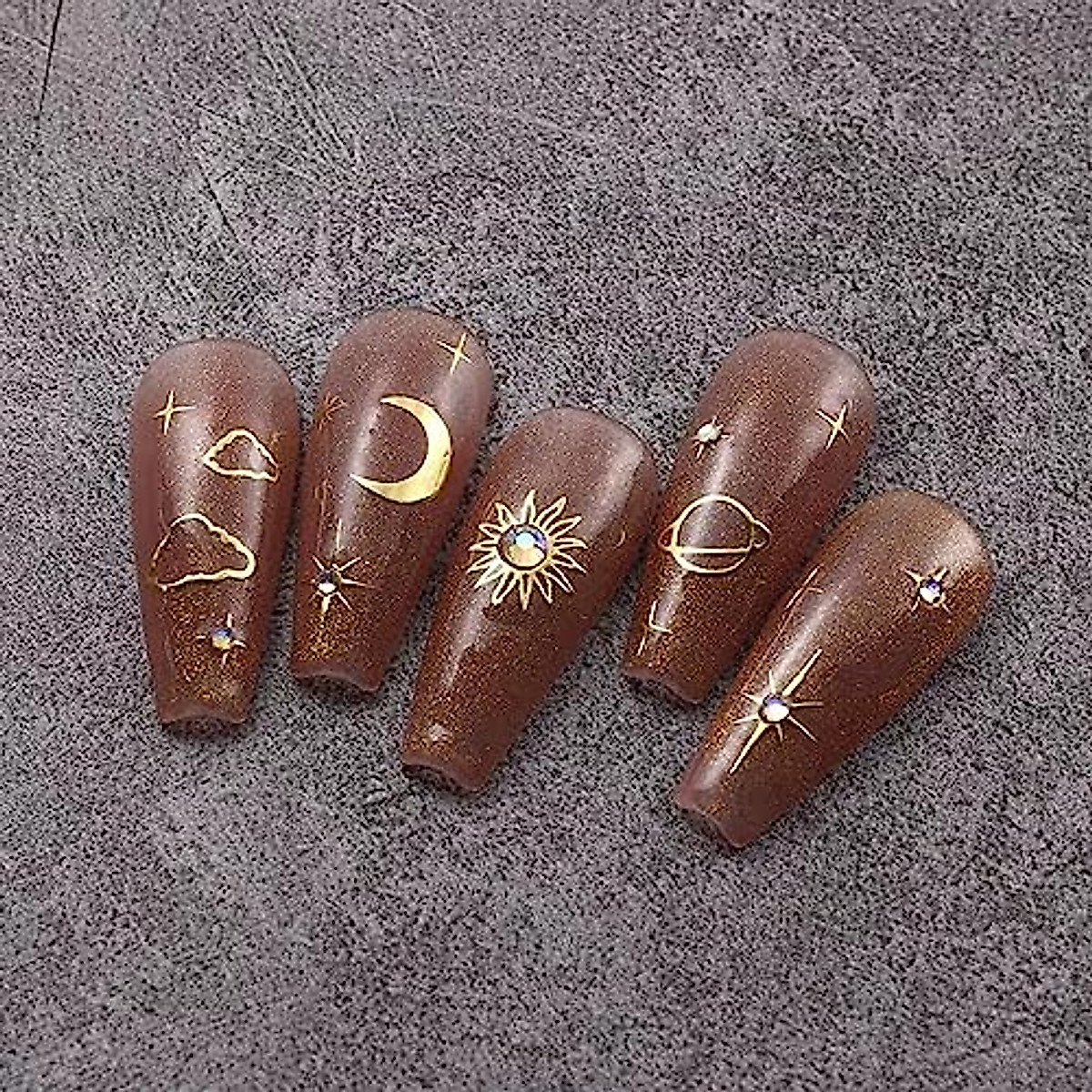 12Styles Nail Art Metal Studs Gold Metallic 3D Pieces Rivet Palm Tree Turtles Marine Life Charms for Summer Beach Ocean Manicure DIY Acrylic Nails Design Supply (Gold Ocean Studs)