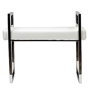 Cortesi Home Anna Contemporary Vinyl Bench, 24.75" Wide, White