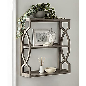 Kate and Laurel Raines Farmhouse 3-Tier Wall Shelf, 25 x 8 x 28, Gray, Decorative Floating Shelves for Wall