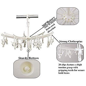 DurReus Foldable Clip Drip Laundry Hanger Portable Plastic Hanging Dryer with 20 Clips for Drying Cloth Diapers,Baby Clothes,Bras,Underwear,Hat,Gloves,Socks