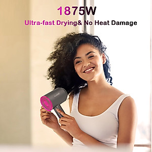 Hair Dryer with Diffuser 1850W Ionic Travel Blow Dryer Foldable Hair Dryer Fast Drying for Women Thick and Curly Hair Without Hair Damage