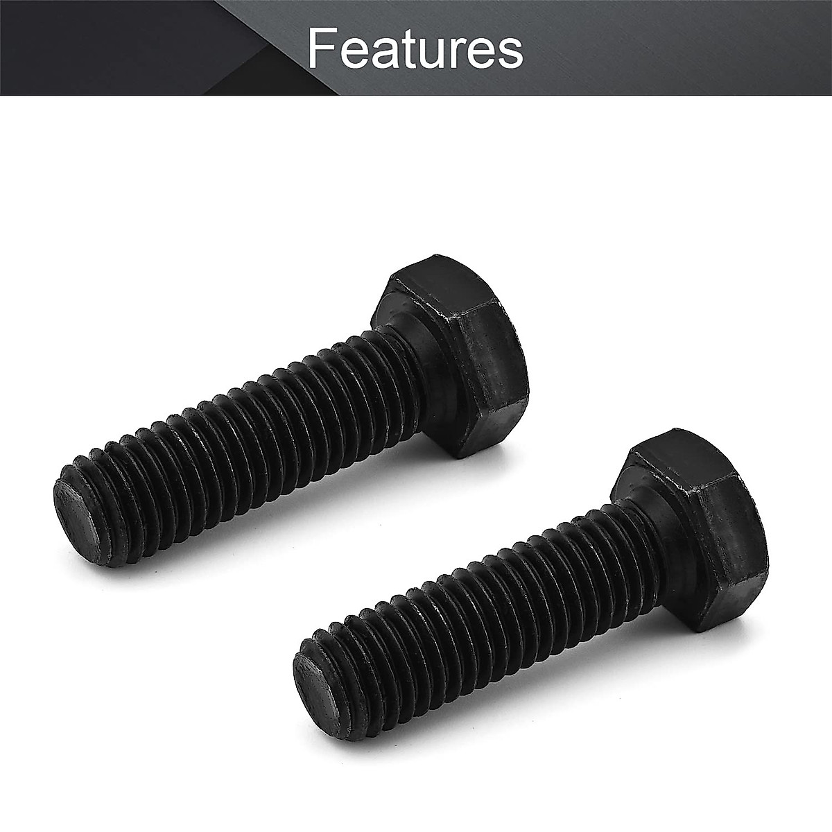 MroMax M12 Left Hand Hex Bolt M12-1.75 x 40mm Hex Head Screw Bolts Carbon Steel Fully Threaded Metric Hex Bolts Grade 12.9 Black 3Pcs