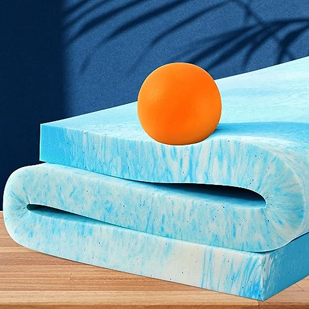 bedluxury 3 Inch Queen Mattress Topper, Gel Memory Foam for Pressure Relief, Bed Topper Queen Size, Cooling Mattress Pad, CertiPUR-US Certified, Soft & Breathable,3 Inch（sky Blue）