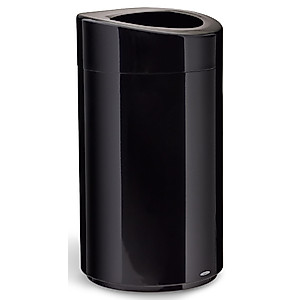 Safco Open Top Trash Can, 30 Gallon Stainless Steel Contemporary Garbage Can for Indoor Use, Black