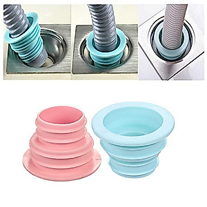 AKOAK 1 Pack Drainpipe Hose Silicone Plug Blue Pink Soft Round Sealing Hose Sewer Sealing Ring Silicone Ring Washing Machine Drainage Multipurpose Connector for Bathroom Kitchen Laundry Tub (blue)