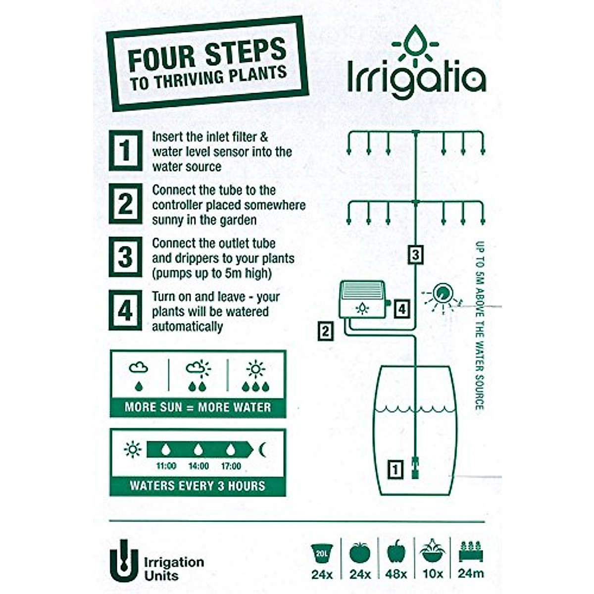 Bosmere L451 Irrigatia C24 Automatic Watering Irrigation System, Solar Powered Plant Waterer