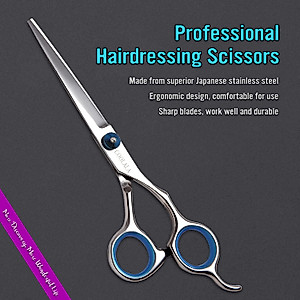 COOLALA Stainless Steel Hair Cutting Scissors 6.5 Inch Hairdressing Razor Shears Professional Salon Barber Haircut Scissors, One Comb Included, Home Use for Man Woman Adults Kids Babies