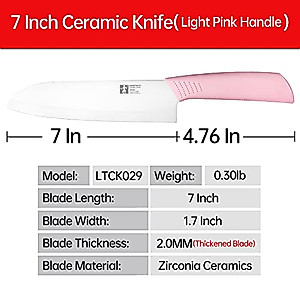 LIANGTAI Ceramic Knife 7 Inch Chef's Knife (Light Pink Handle)