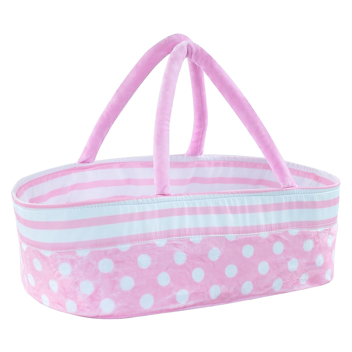 BABESIDE Reborn Baby Dolls Bassinet Foldable Baby Doll Crib Bed Soft Doll Carrier Doll Accessories with Handle for 17-22 inch Baby Dolls Girls (Pink)