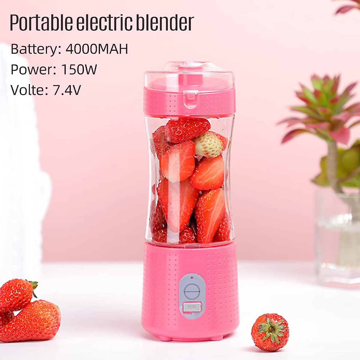 Irfora Portable Blender for Shakes and Smoothies Size Single Serve Travel Fruit Juicer Mixer Cup with Reable 4000mAh USB Reable Battery Small Electric Individual Mini Blender for Juice