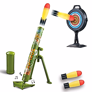 deAO Launcher Toy Shooting Game Toy Play Set with Music Function, Adjustable Elevation and Foam Rocket Missiles Included – Great Indoor and Outdoor Fun for Kids