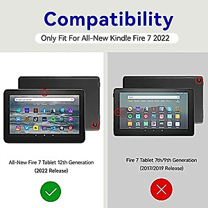 Case for Amazon Kindle Fire 7 Tablet (12th Generation 2022 Release) 360 Degree Rotating Swivel Stand PU Leather Cover with Auto Wake Sleep, Purple Owl