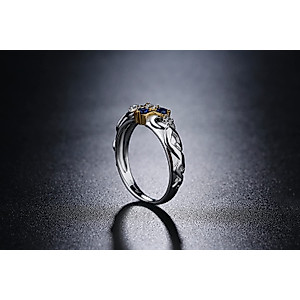 Purreen Zelda Zora's Sapphire Ring 18K Gold & Rhodium Plated Sterling 925 Silver – 5