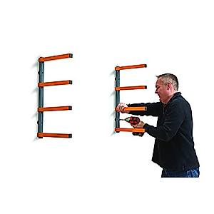 Bora Portamate Wood Organizer and Lumber Storage Metal Rack with 4-Level Wall Mount - Indoor & Outdoor Use - PBR-004