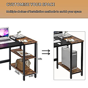 DlandHome Storage Desk Studio Table, 55.1 Inch Large Desk Computer Desk Home Office Table with Storage Shelves Study Writing Desk with Splice Board DUS-CXYM-PB001A-140