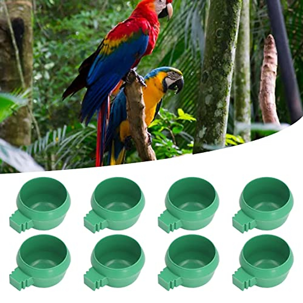 Bird Feeders, 25 Pcs Mini PP Plastic Birds Cage Sand Cup Feeding Holder Mosaic Card Installation Easy to Use Green Design Parrot Food Water Bowl Pigeons Birds Cage Sand Cup for Parrot Pigeon(S)