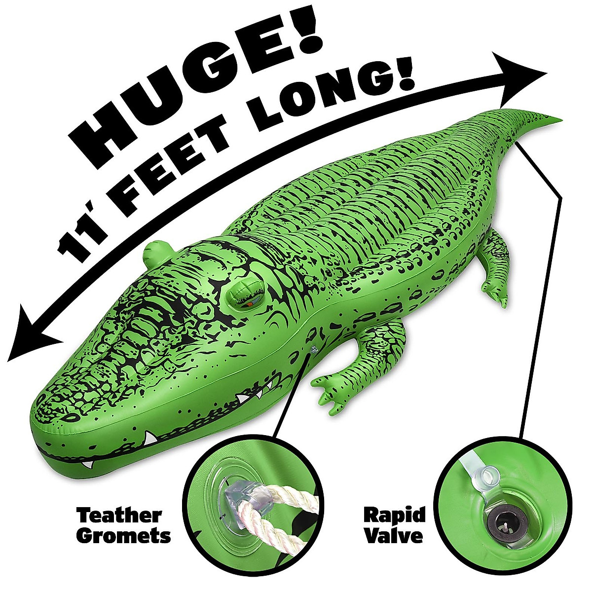 GoFloats BigAl' Giant Inflatable Alligator, Premium Quality and over 11 ft long (for Adults and Kids)