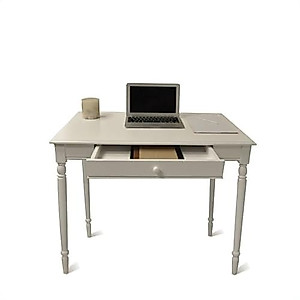 Pemberly Row French Country Desk in White Wood Finish with Drawer