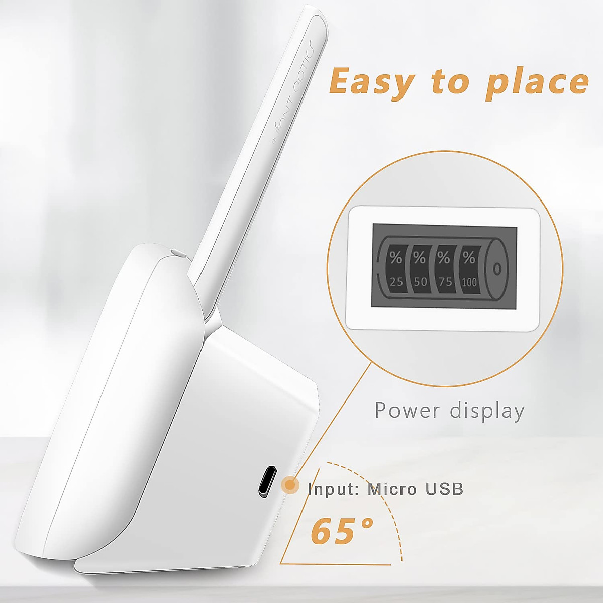 6000mAh Rechargeable Battery Mount Holder for Infant Optics DXR-8 Video Baby Monitor with LCD Dispaly Fast Charge(Not Applicable DXR-8 pro)