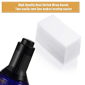 Boao 1250 Pieces Shrink Band for Bottles PVC Heat Shrink Wrap for Jars Perforated Shrink Wrap for Bottles Shrink Band Tamper for Cans and Tins, 5 Size, 250 Pieces of Each Size (Clear)