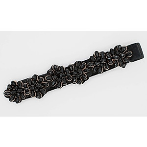 AMI VEIL Women's Floral Beaded Crystal Stone Belts Elastic Waistband