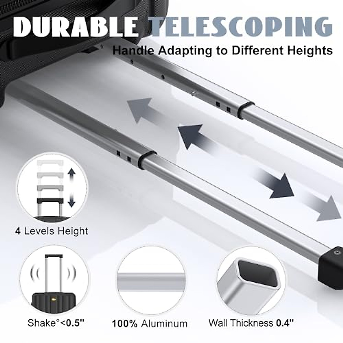 MGOB Checked Luggage 24 inch - Hard Shell Suitcase with Spinner Wheels, Lightweight PC Luggage with TSA Lock(Black, Checked-Medium 24-Inch