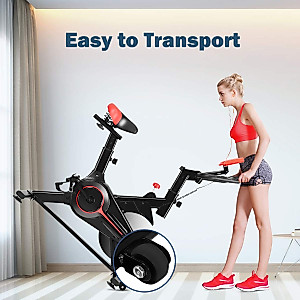 SPORFIT Indoor Cycling Bike Stationary - Exercise Bike with Comfortable Seat Cushion, Silent Belt Drive and Phone Holder for Home Training & Cardio Workout