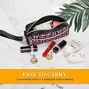 British Flag Pattern Pen Pouch Makeup Organizer Cosmetic Handbag with Lanyard Large Capacity Bag Portable Gift for Office Travel