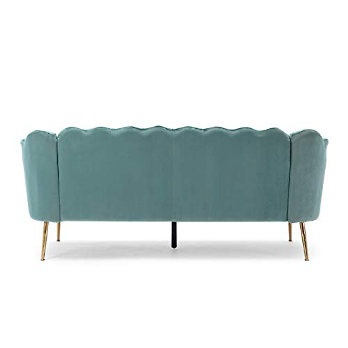 Christopher Knight Home Reitz Channel Stitch 3 Seater Shell Sofa - Velvet - Turquoise/Gold