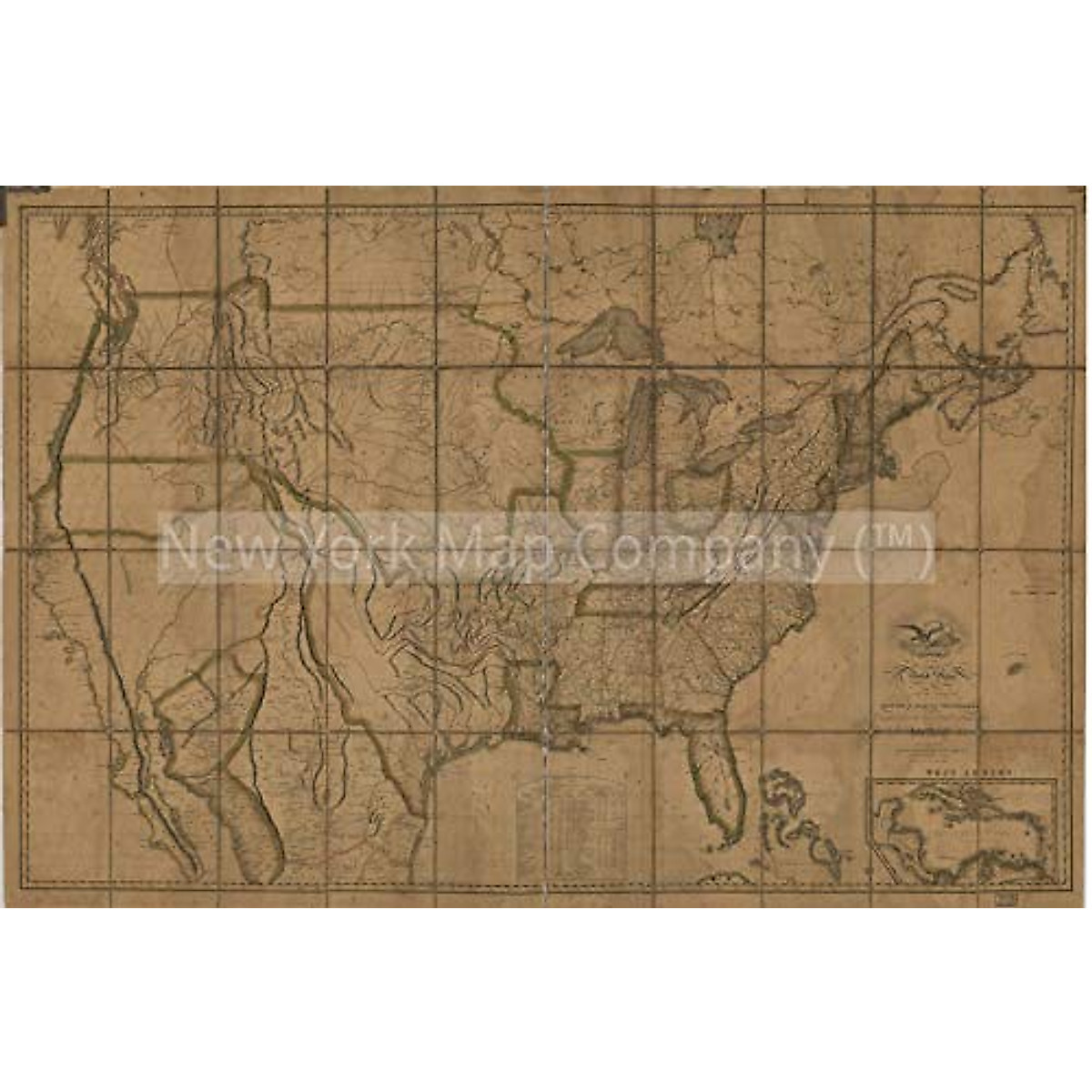 INFINITE PHOTOGRAPHS 1819 Map| Map of The United States of America : with The contiguous British and Spanish pos