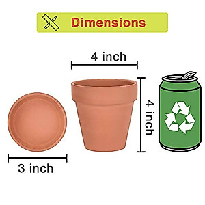 vensovo 4 Inch Terracotta Plant Pots with Saucer - 6 Pack Clay Flower Pots with Drainage, Great for Plants, Crafts, Wedding Favor