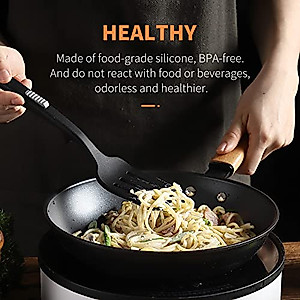 KONOLL Silicone Spatula Set for Nonstick Cookware, Cooking Fork to Stir Mix Mash, Kitchen Utensils Set - 460°F Heat Resistant, 3pcs Green Flexible Kitchen Slotted Spatula, Dishwasher Safe