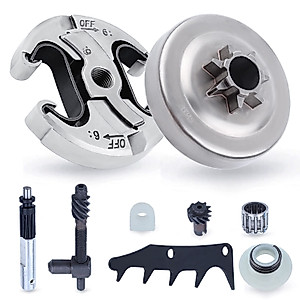 Adefol .325" 7T Chainsaw Clutch Drum Kit Replacement Parts with Oil Pump, Worm Gear, Needle Bearing, Bucking Spike, Chain Adjuster Tensioner Kit for Husqvarna 445 445E 450 450E