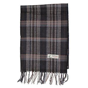 LibbySue New Soft Cashmere Feel Plaid Check and Solid Winter Scarf (Black Plaid)